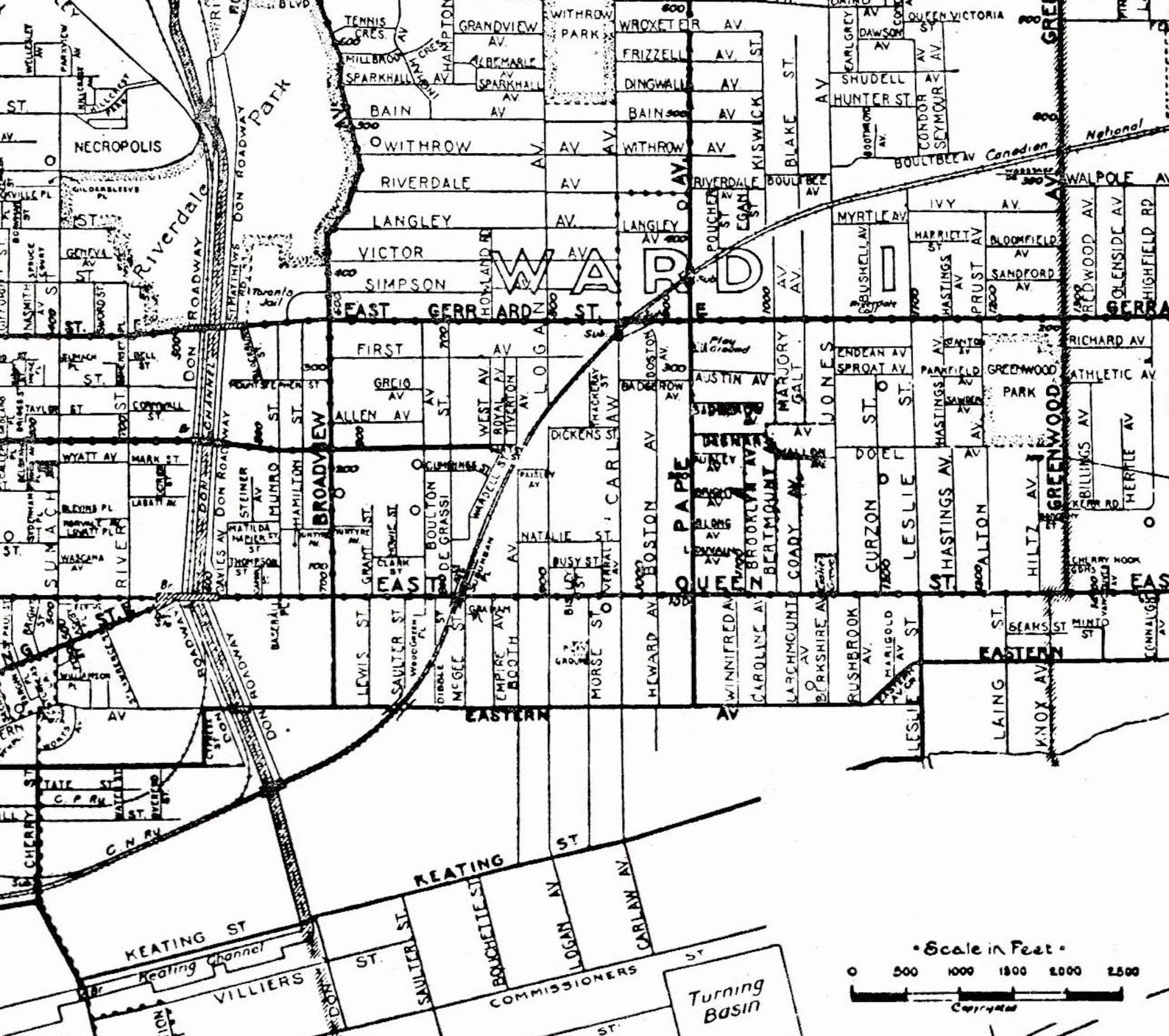 1940s TORONTO CITY MAP 14x11 Black and White Vintage Street - Etsy