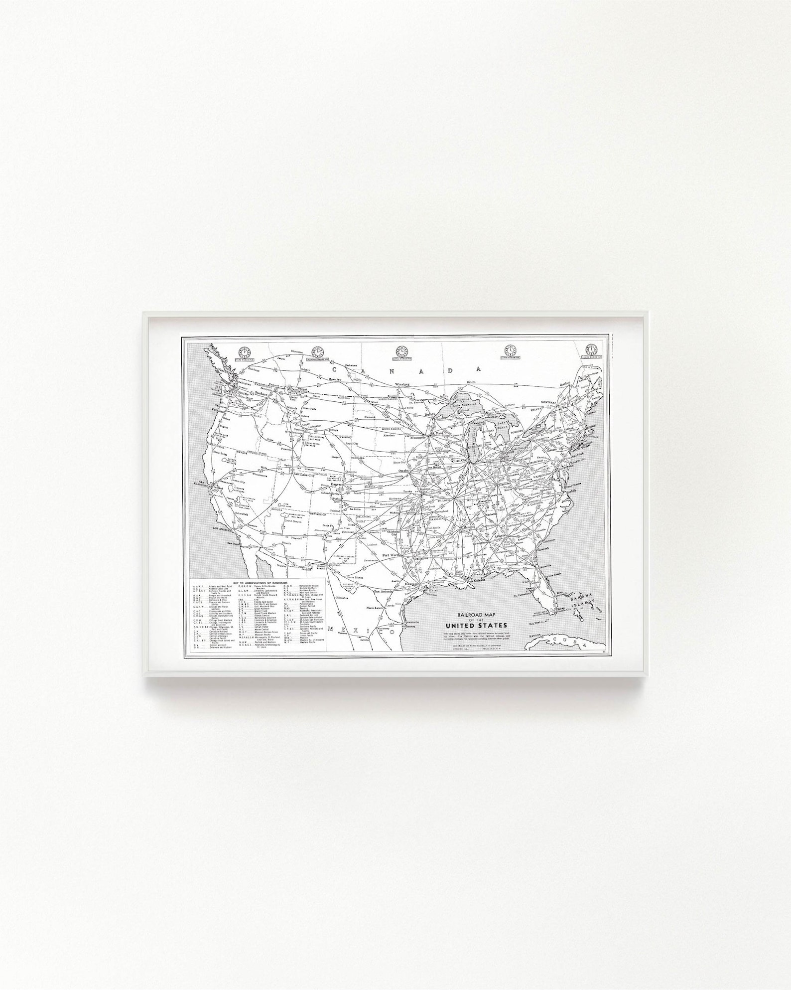 1950s RAILROAD MAP of United States 14x11 Vintage Map of | Etsy