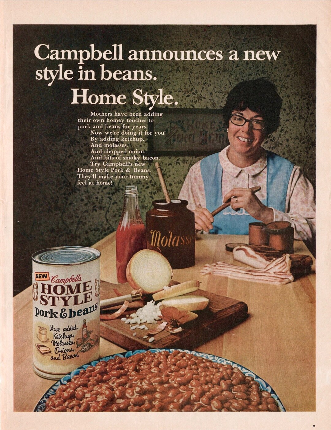 1960s CAMPBELL PORK BEANS Ad, 10X14 Original Vintage Magazine ...