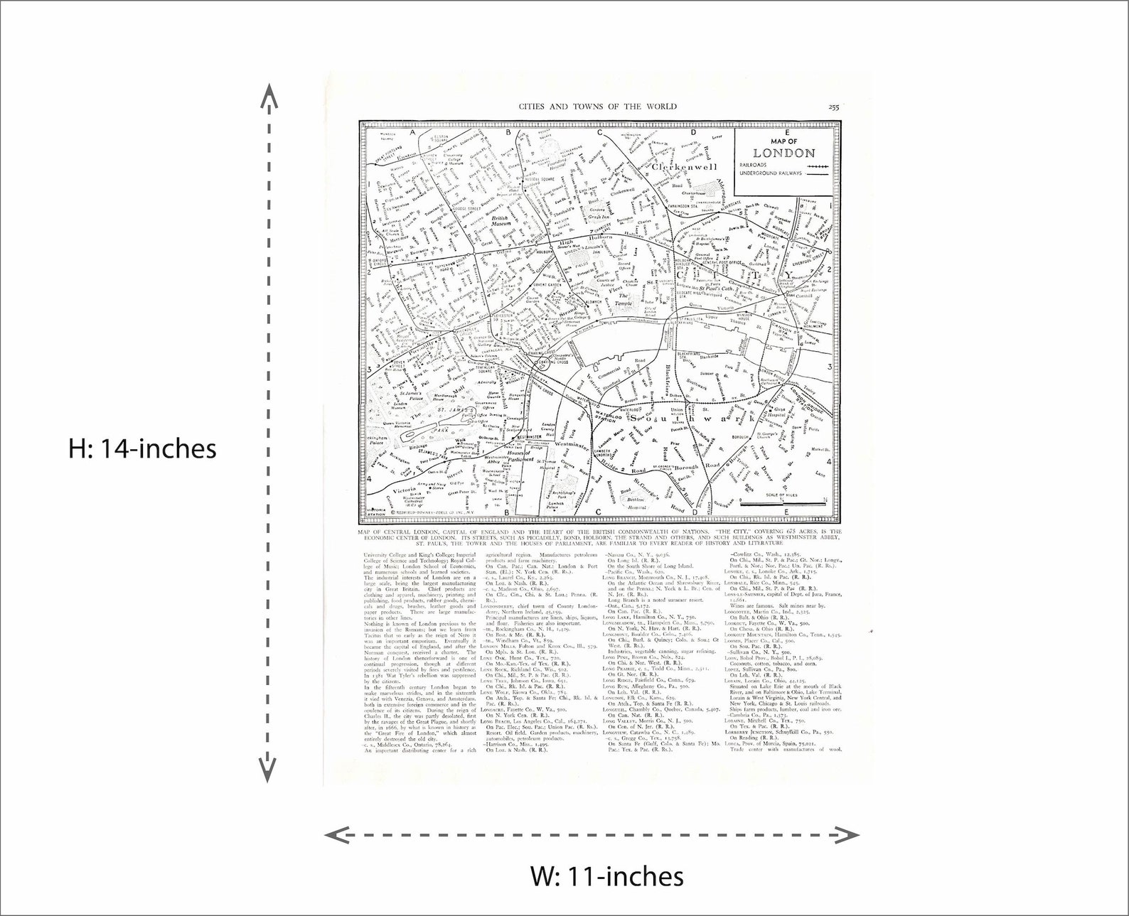1940s LONDON City Map 11x14 City Map England 1944 World War | Etsy