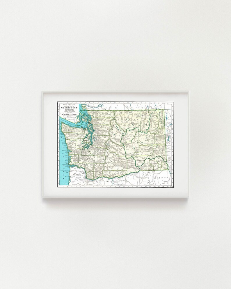 1940s WASHINGTON STATE Map 14x11 Vintage Map Seattle | Etsy