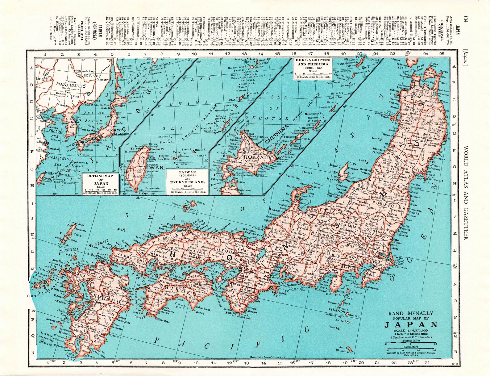 1940s JAPAN Map 14x11 Vintage 1944 Map World War II Era - Etsy