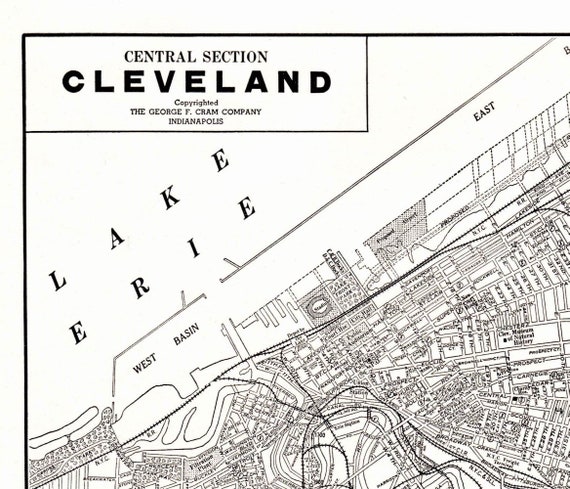 1940s CLEVELAND City Map Vintage 11x14 American City Map | Etsy