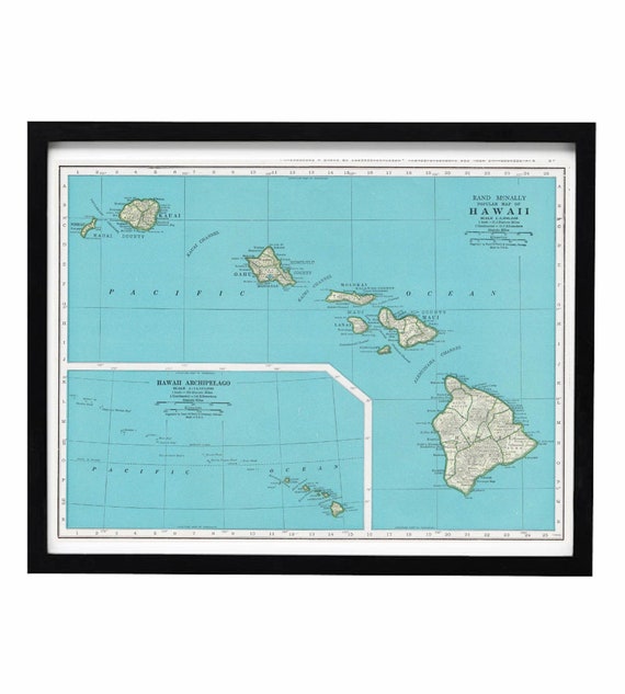 1940s HAWAII ISLANDS State Map 14x11 Vintage Map 1944 Oahu | Etsy