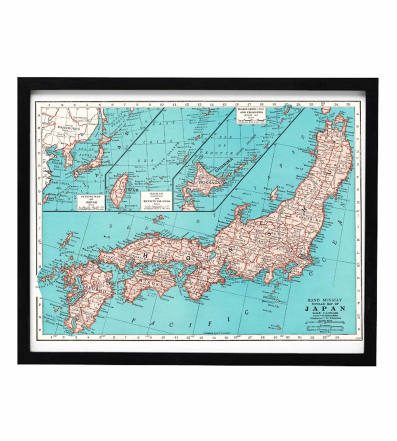 1940s JAPAN Map 14x11 Vintage 1944 Map World War II Era - Etsy