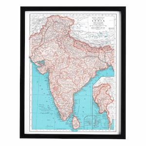 INDIA 1940s Vintage Map 11x14 Map From 1944 Atlas Gift for | Etsy