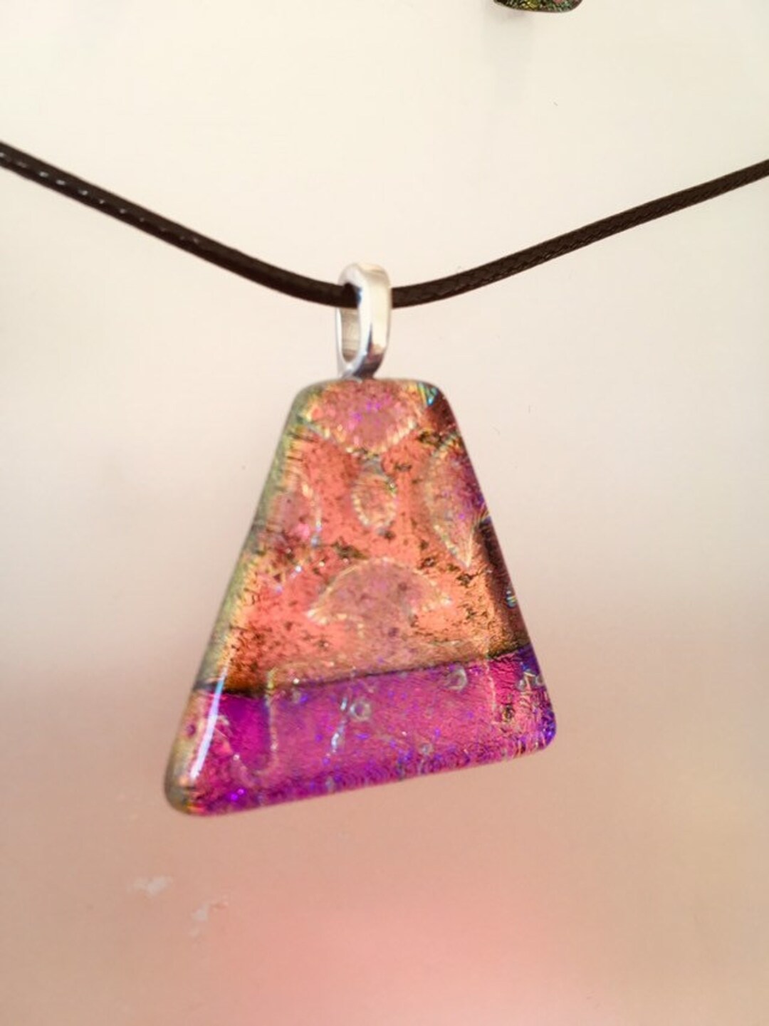 Bright Pyramid of Peach and Pink Pendant Set - Etsy