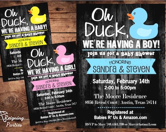 The ORIGINAL Oh Duck Baby Shower Invitation Twins Baby | Etsy