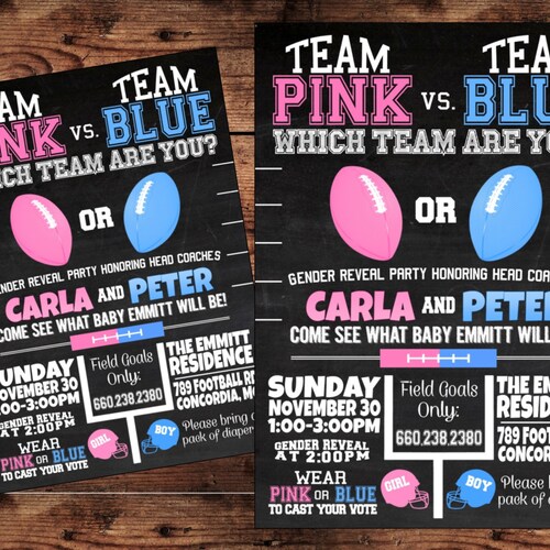 Football Gender Reveal Ticket Invitation Baby Shower Party | Etsy Football Gender Reveal Ticket Invitation Baby Shower Party | Etsy