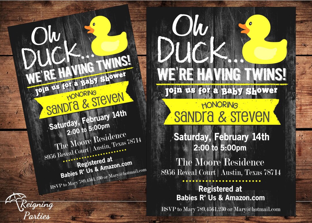Rubber Duck Baby Shower Invitation - Twins Baby Shower - Triplets Baby ...
