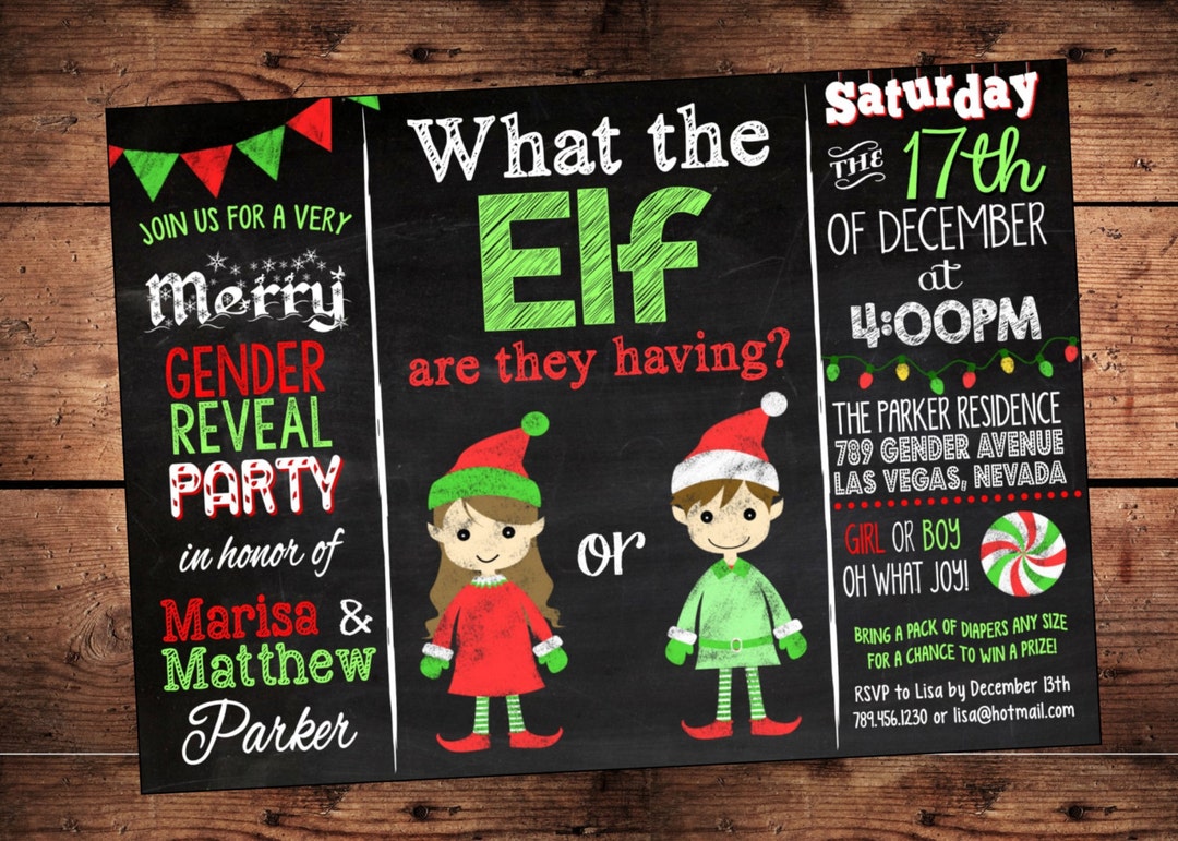 The ORIGINAL What the Elf Are They Having - Gender Reveal Invitation ...