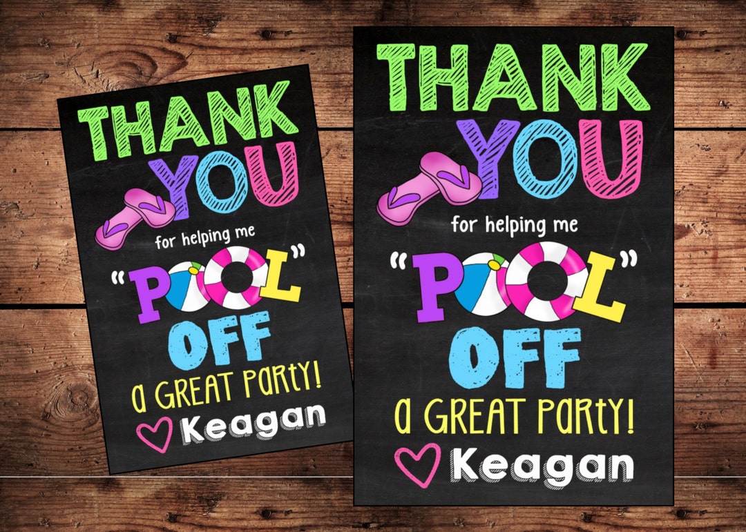 Pool Party Thank You Card for a Girl - Splish Splash Thank You Card ...