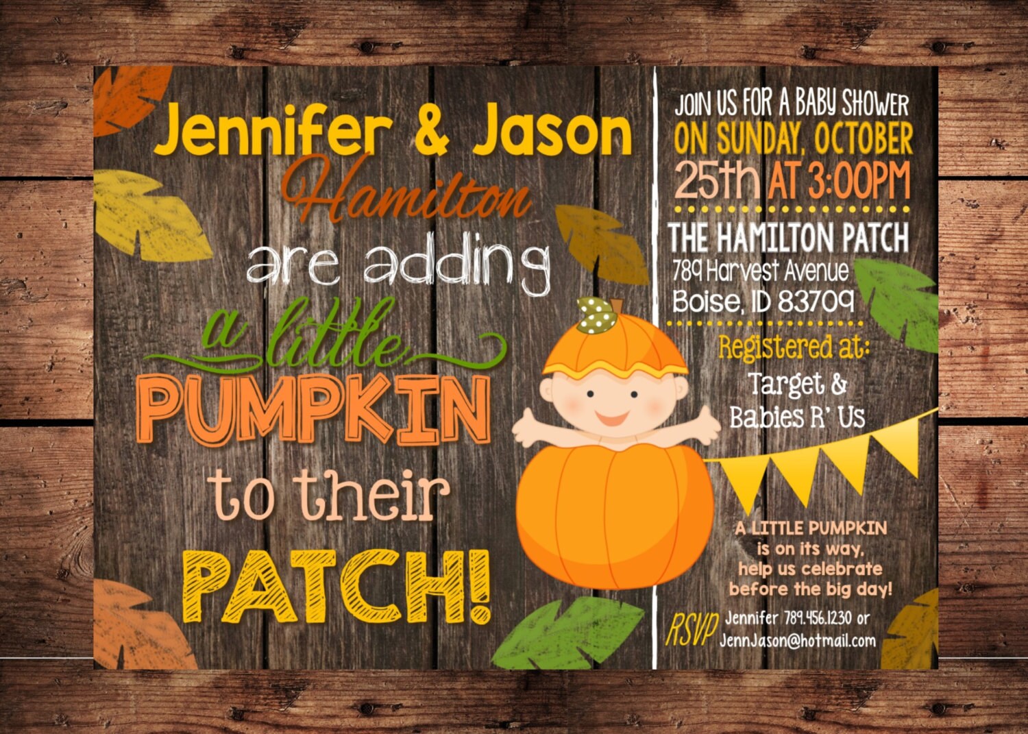 Pumpkin Patch Baby Shower Invitation Triplets Baby Shower | Etsy