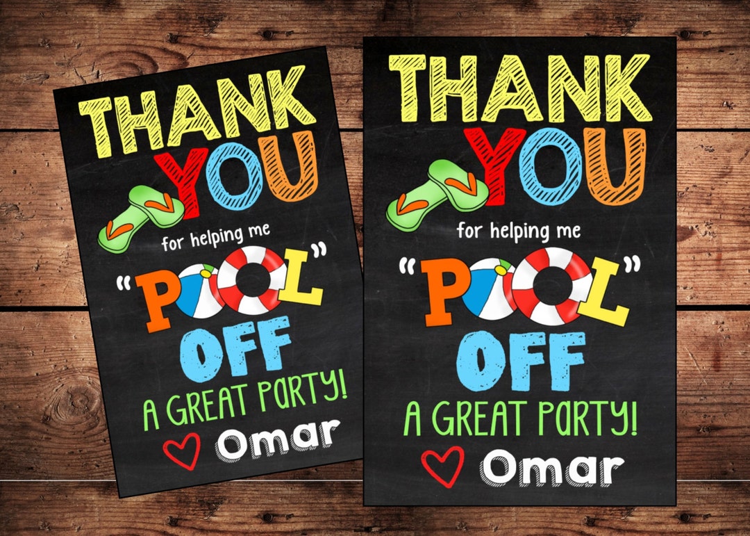 Pool Party Thank You Card - Splish Splash Thank You Card - Digital File ...