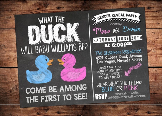 Funny Duck Gender Reveal Invitation What the Duck Will Baby | Etsy