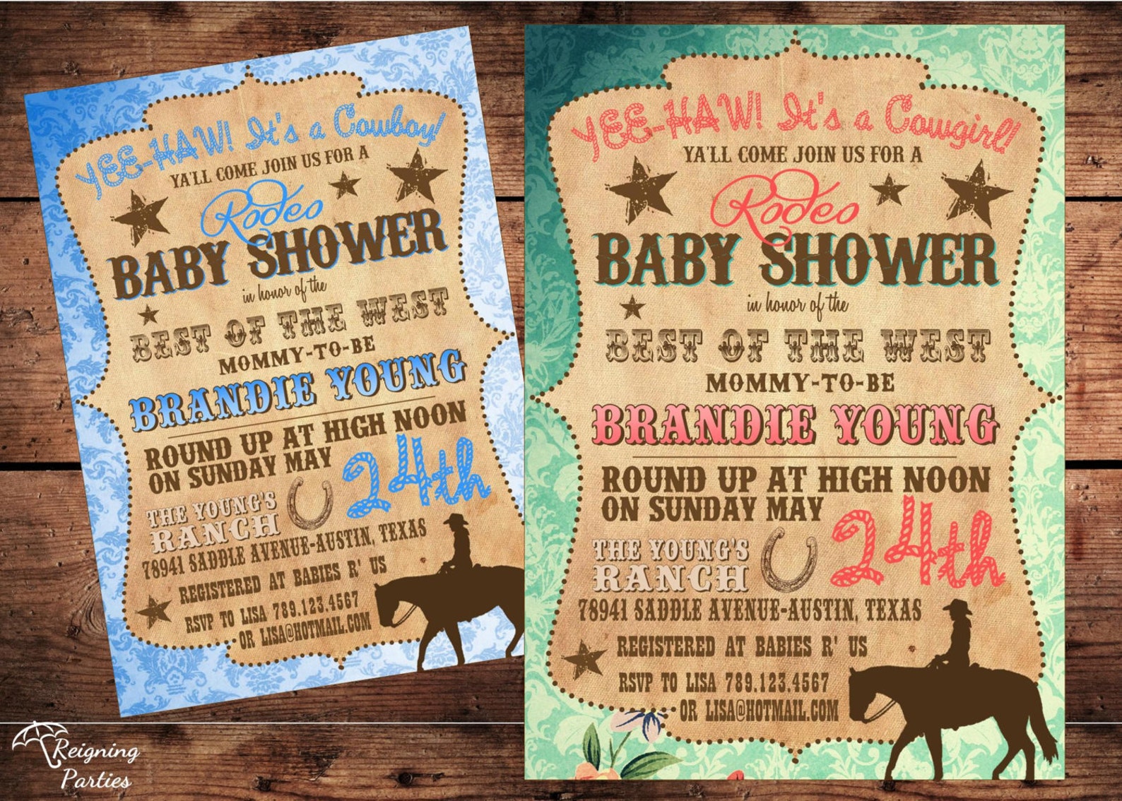Vintage Western Baby Shower Invitation Cowgirl Cowboy Baby Shower ...