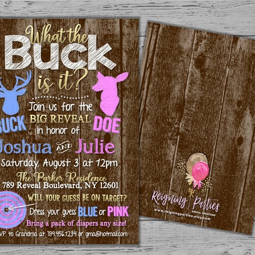 The Original What the Buck is It Gender Reveal Invitation | Etsy