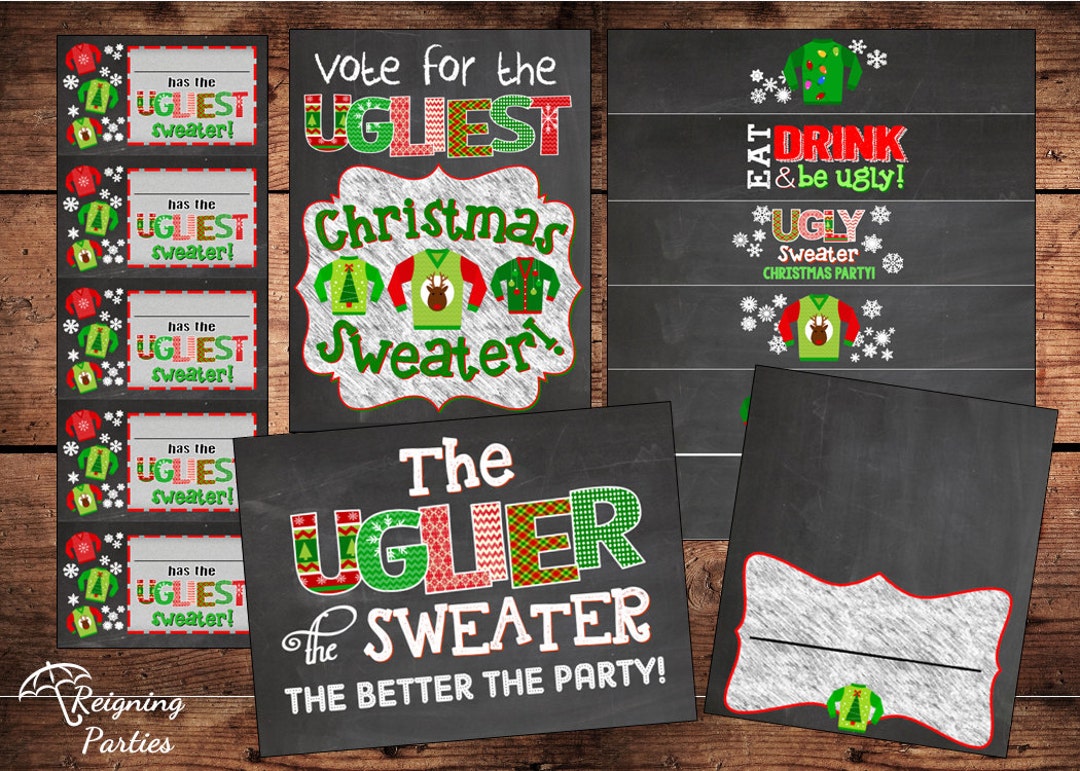 Ugly Christmas Sweater Party - DIY Party Pack - Digital Automatic ...