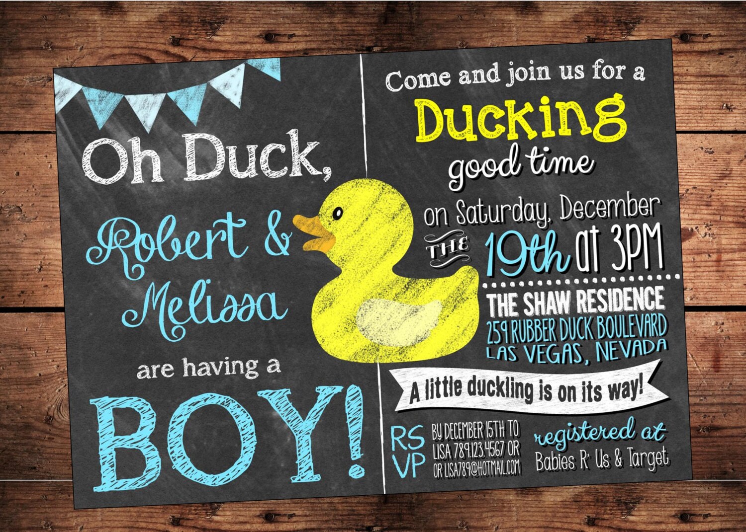 The ORIGINAL Oh Duck Chalkboard Style - Funny Rubber Duck Baby Shower ...
