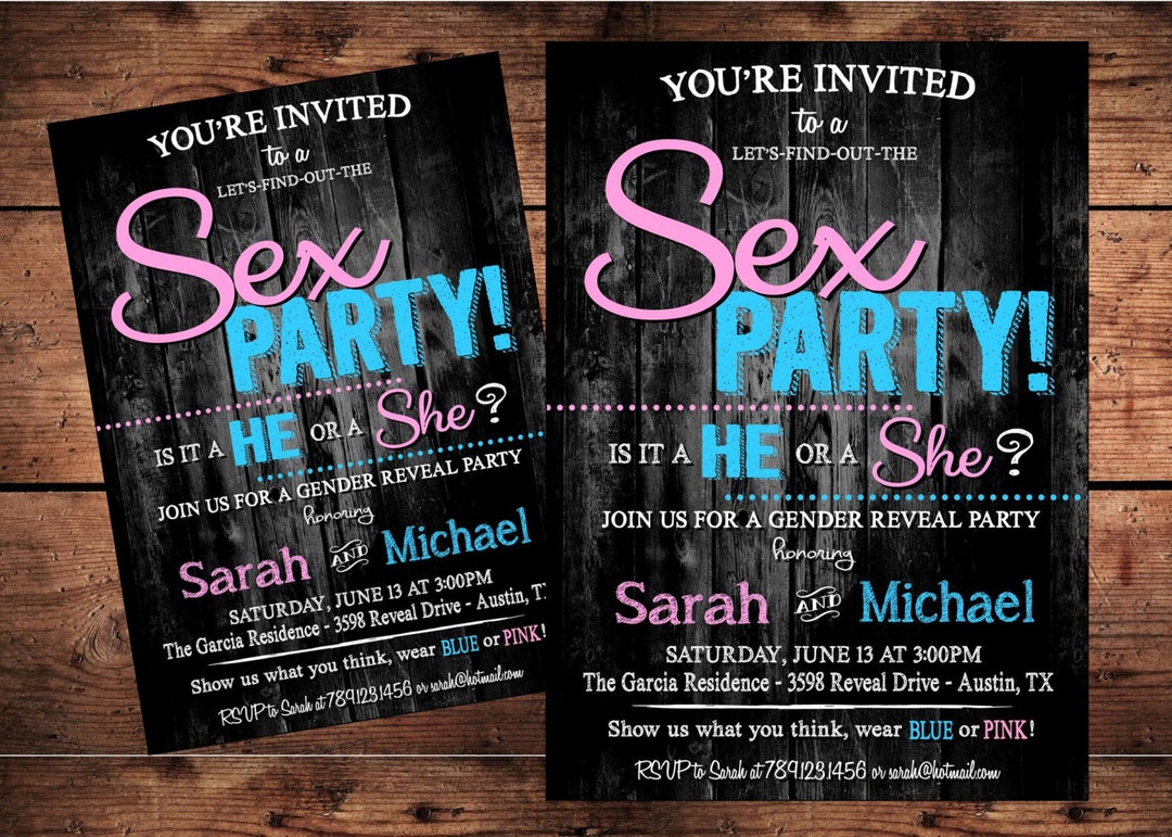 Sex Party Gender Reveal Invitation Digital File Etsy