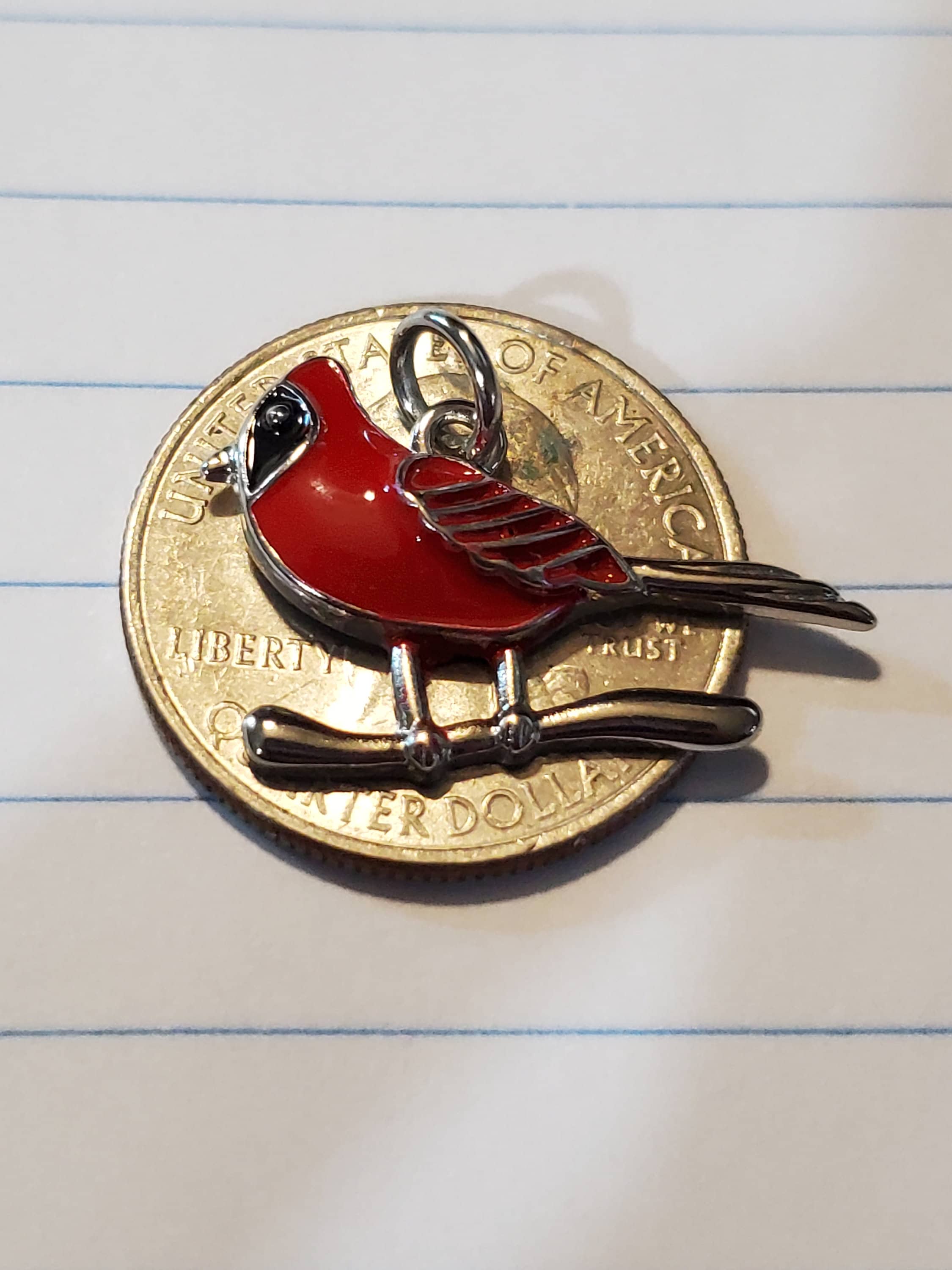 6 Red Painted Enamel Cardinal Bird Sport Mascot Charms Very | Etsy