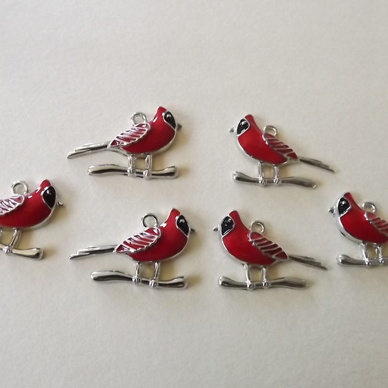 Red Cardinal Charms - Etsy
