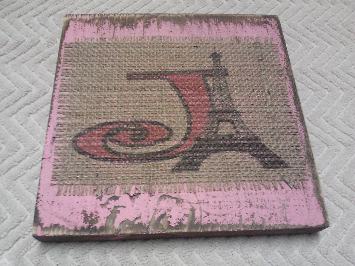 Initial Alphabet Eiffel Tower Paris France Burlap and | Etsy