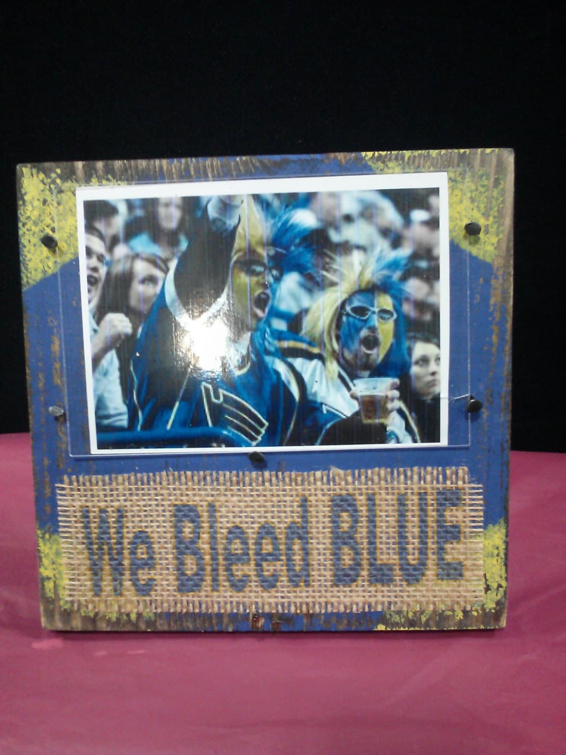 St. Louis Blues Hockey We Bleed Blue burlap and | Etsy