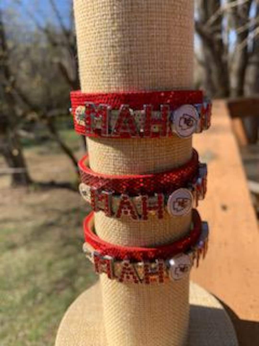 Kansas City Chiefs Mahomes Red Slide Rhinestone Charm Bracelet Made in ...