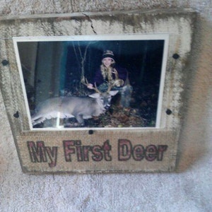 My First Deer Frame Hunting Hunter Outdoors Rustic Wood and Burlap ...