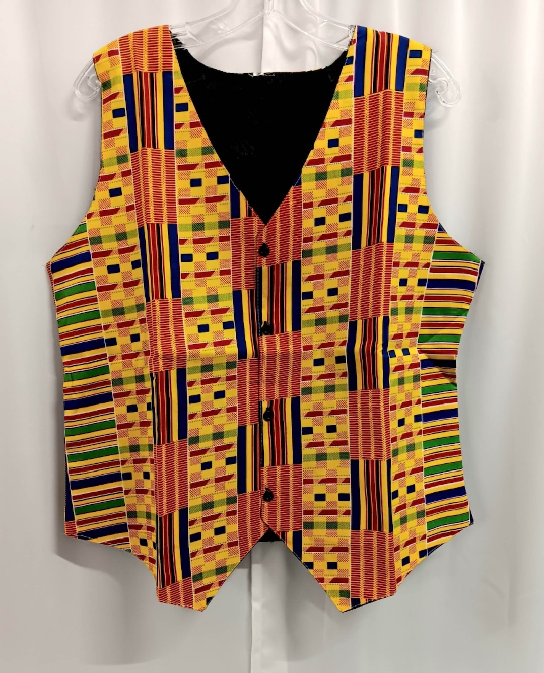 African Print Vest and Tie Set 4 Pcs. Kente Cloth Beautiful Addition ...