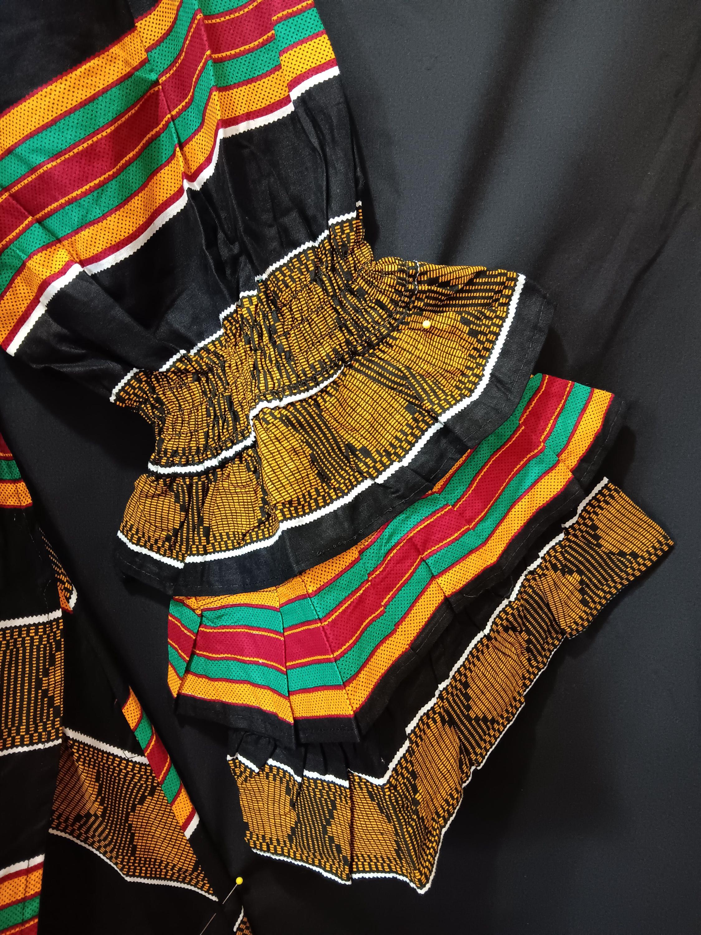 African print wrap dress with matching headwrap. Ankle length, long ...