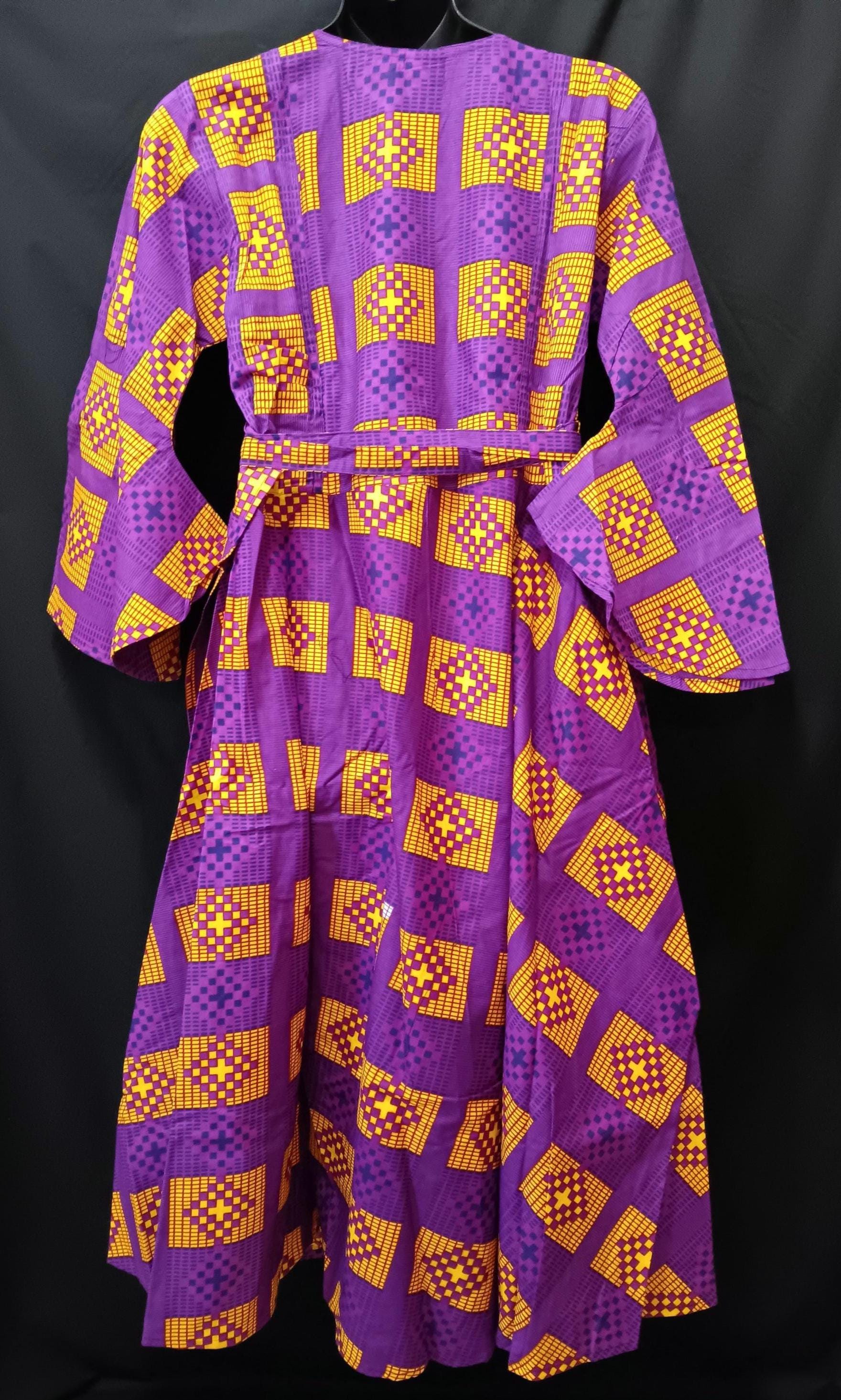African print wrap dress with matching headwrap. Tie waist, Ankle ...