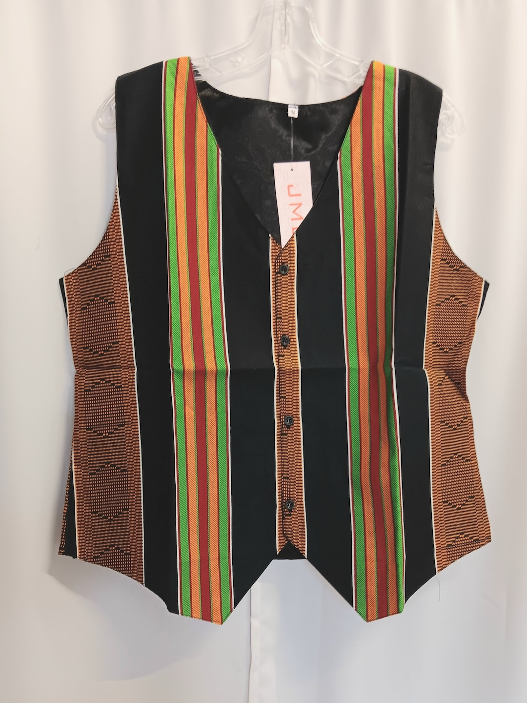 African Print Vest and Tie Set 4 Pc Set, Kente Cloth. Beautiful With ...