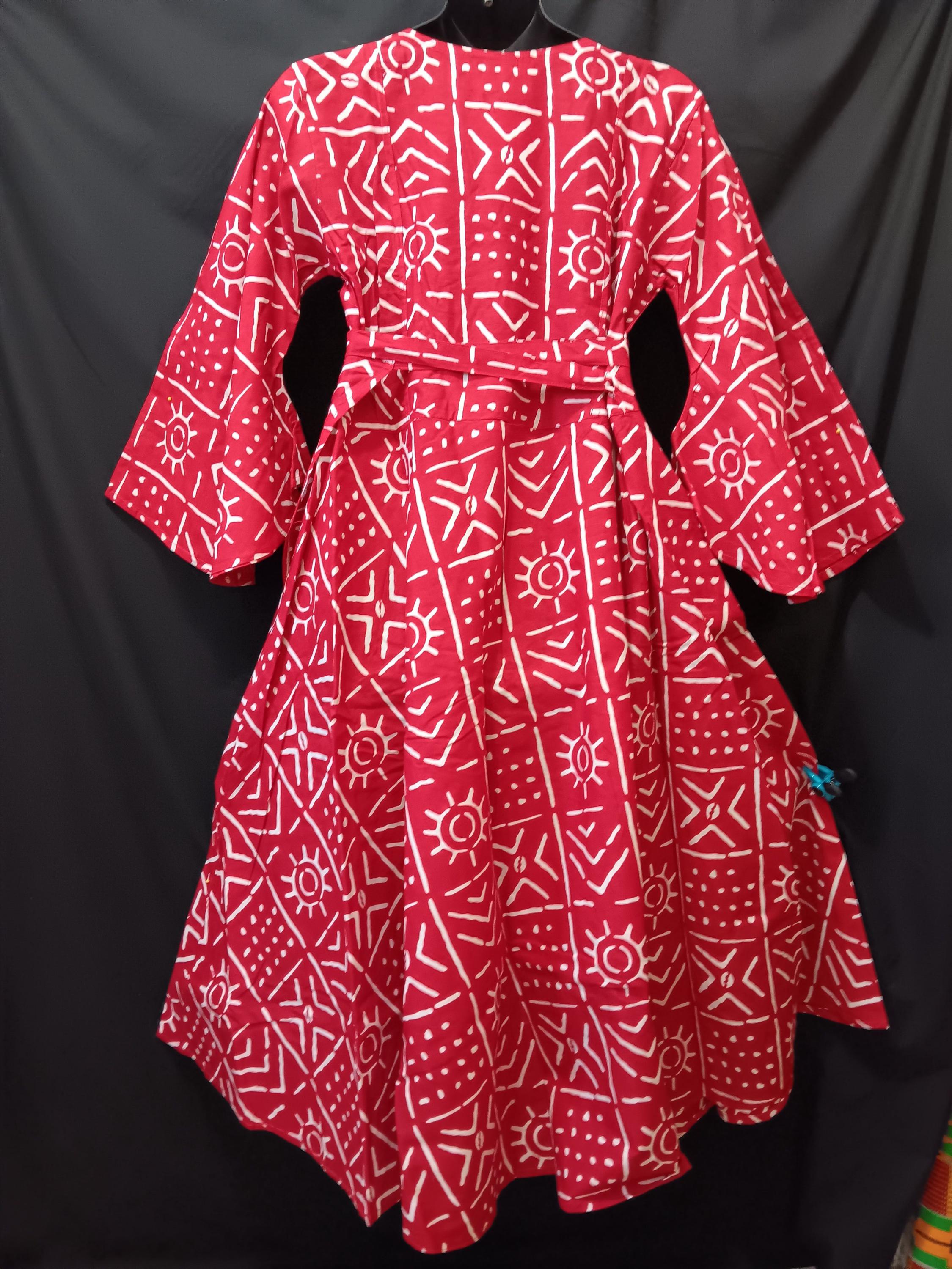 African print wrap dress with matching headwrap. Tie waist, Ankle ...