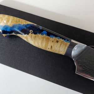 Custom Chef Knife Japanese Damascus Chef Knife 9" Blue Transparent Cast ...