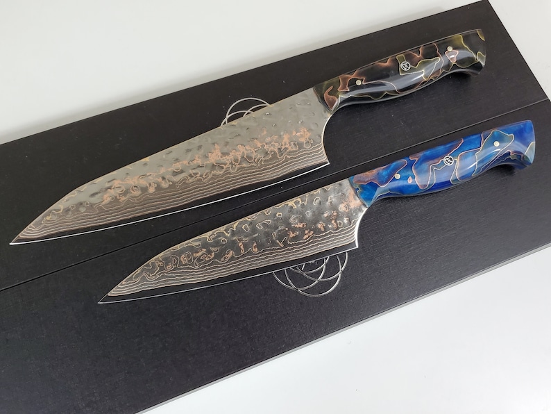 Cu Mai Damascus VG10 Chef Knife 8" Copper and Brass Core Handle ...
