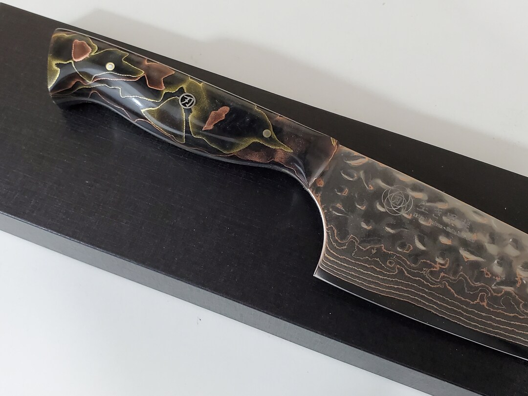 Cu Mai Damascus VG10 Chef Knife 8" Copper and Brass Core Handle ...