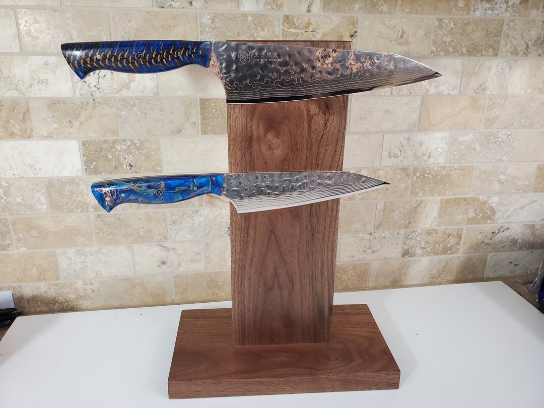 Horizontal Magnetic Knife Block American Walnut Rack, Counter Knife ...