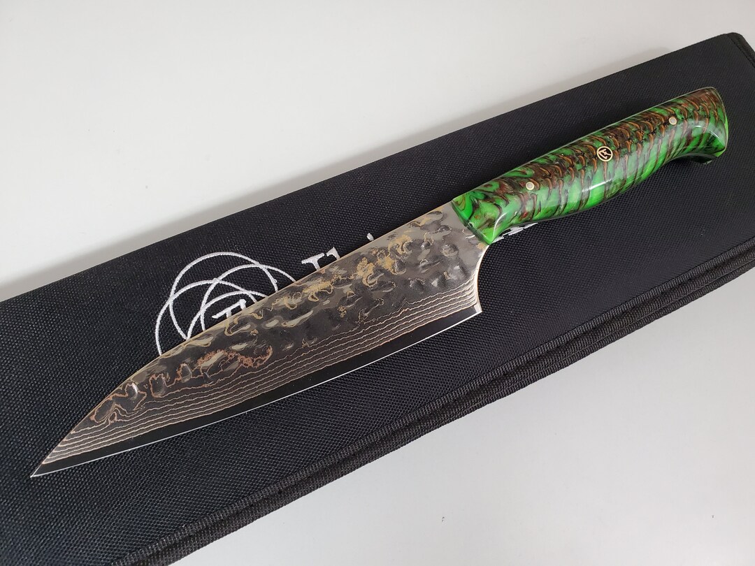 Pinecone Rainbow Damascus Br Cu Mai VG10 Chef Knife 6" Resin Pinecone ...