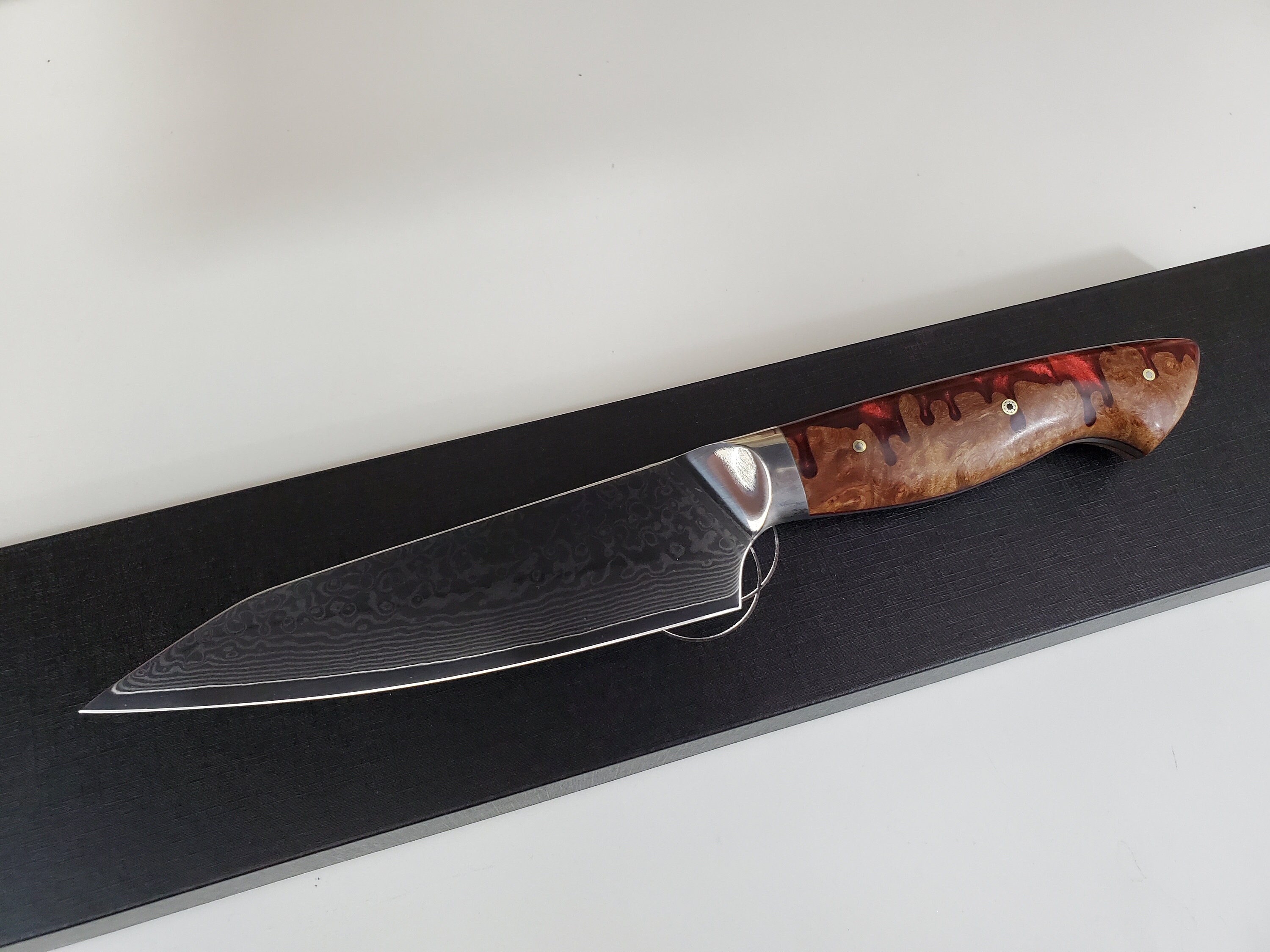 Custom VG10 Damascus Chef Knife Steel 9" Blood Drip Handle, Cast ...