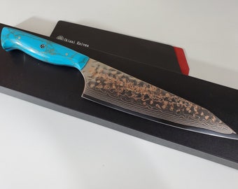 Custom Cu Mai Damascus VG10 Chef Knife 8 White/black and Pinecone ...