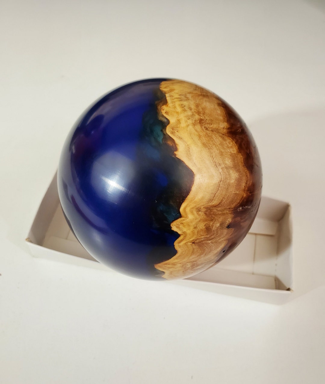 Beautiful 3.1" Resin Sphere and Wood Decor, Hybrid Sphere Burl and ...