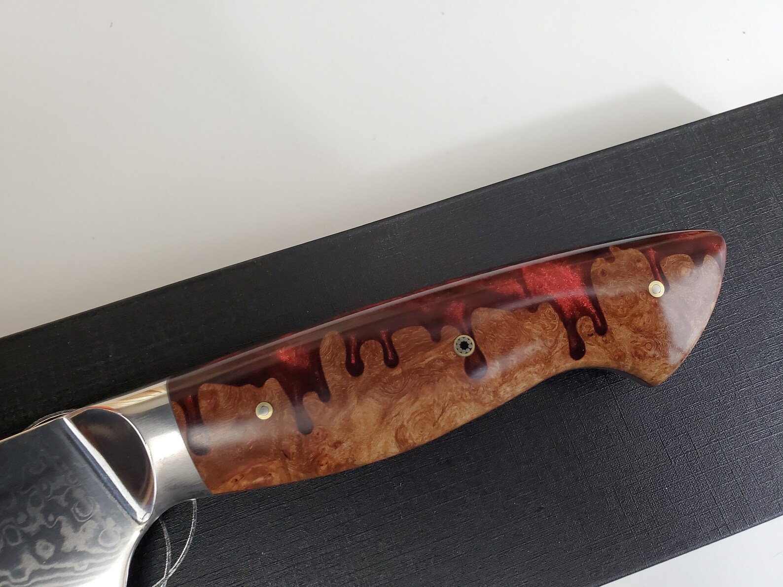 Custom VG10 Damascus Chef Knife Steel 9" Blood Drip Handle, Cast ...