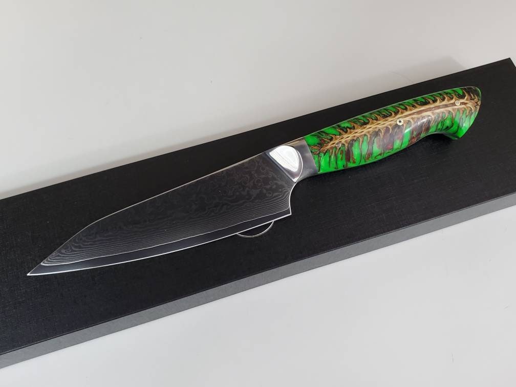 VG10 San Mai Damascus Chef Knife Hybrid Santoku Chef Knife | Etsy