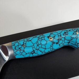 Custom Hybrid Santoku Chef Knife VG10 9" Turquoise Gemstone Composite ...