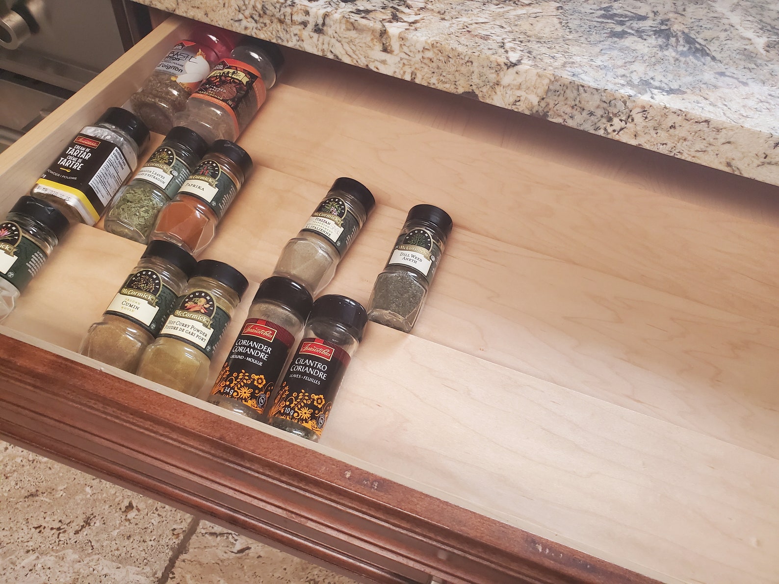 Spice Tray Drawer Insert Organizer Cut to Size Premium Walnut or Maple ...