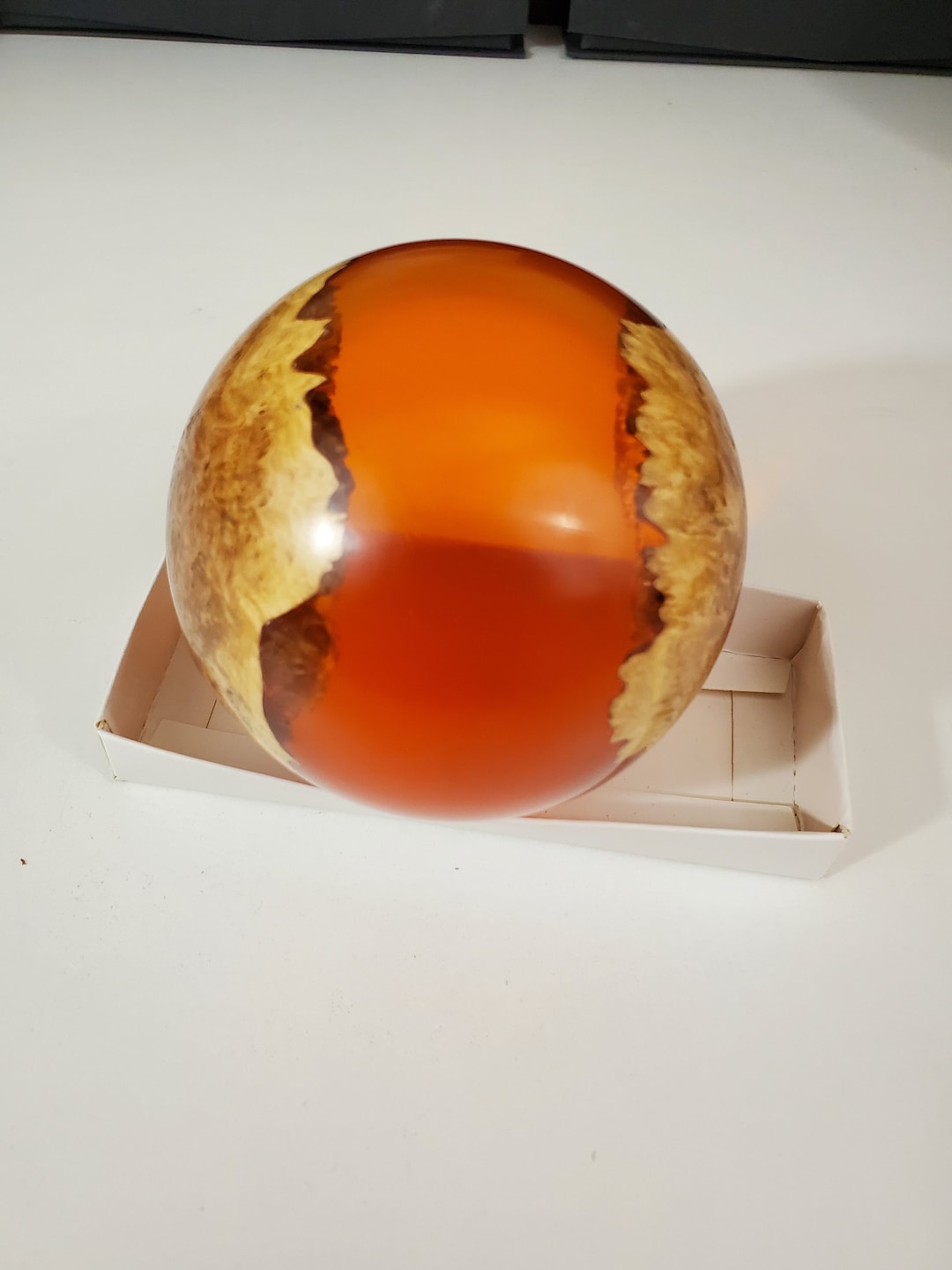 Dual Burl 3.3" Resin Sphere and Wood Decor, Hybrid Sphere Burl and ...