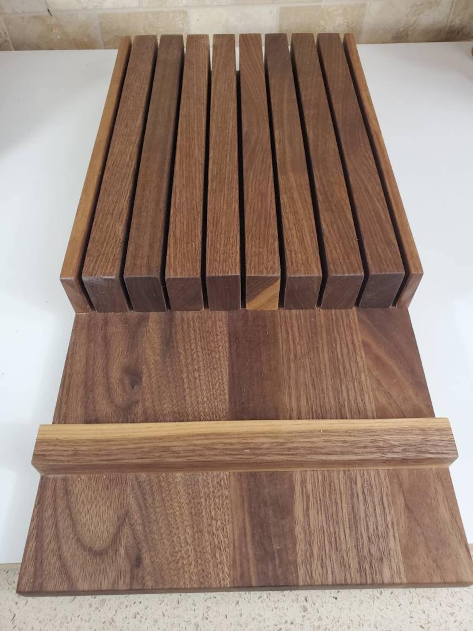 Large Knife Drawer Organizer Insert Cut to Size Premium Walnut or Maple ...