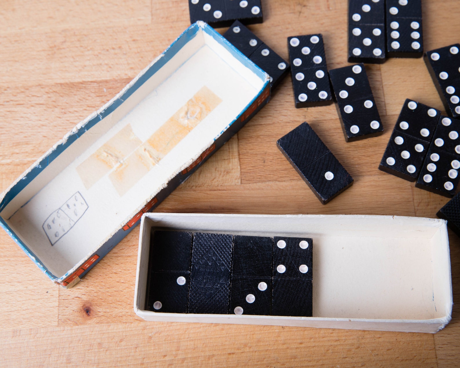 Domino Game Paper Domino Box and Domino Tiles Vintage Toy - Etsy